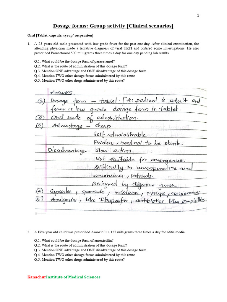 PH 2.1 Dosage Forms Excersises and Answers | PDF | Topical Medication ...