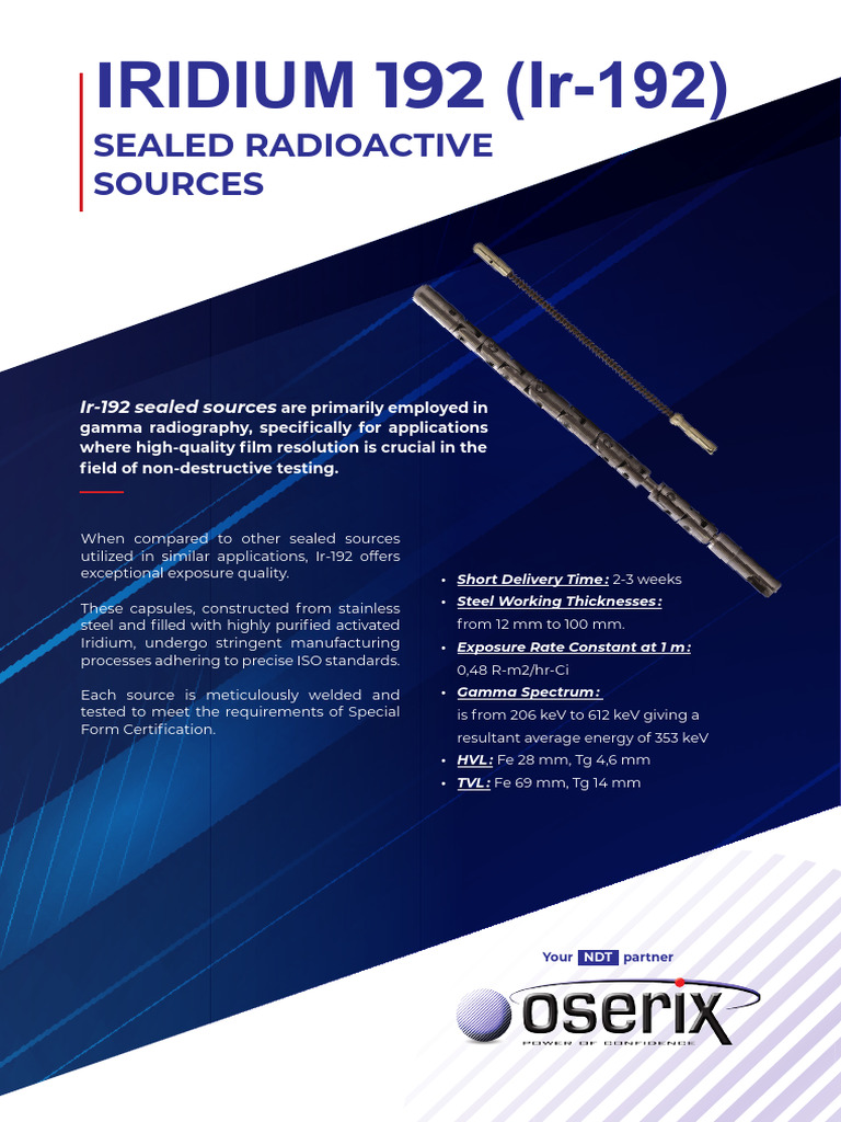 Datasheet Iridium 192 | PDF | Nondestructive Testing | Welding