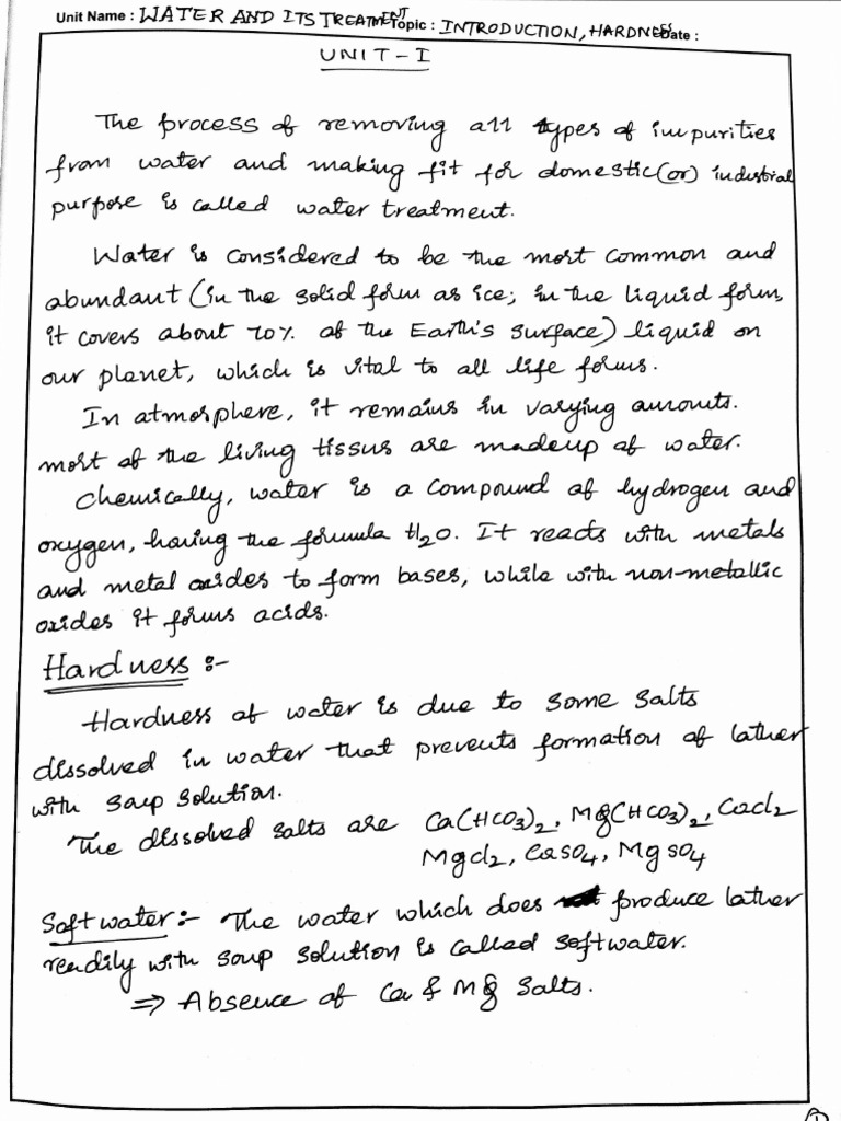 Water Technology Notes | PDF