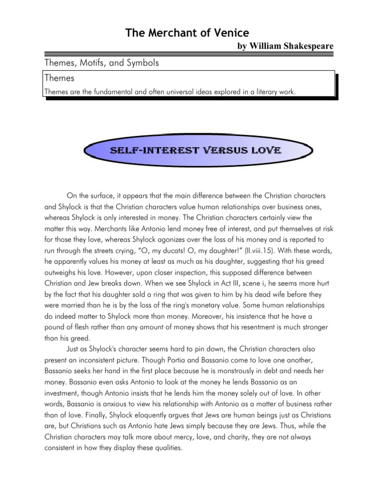 Symbols and Motifs in The Merchant of Venice | PDF | The Merchant Of ...