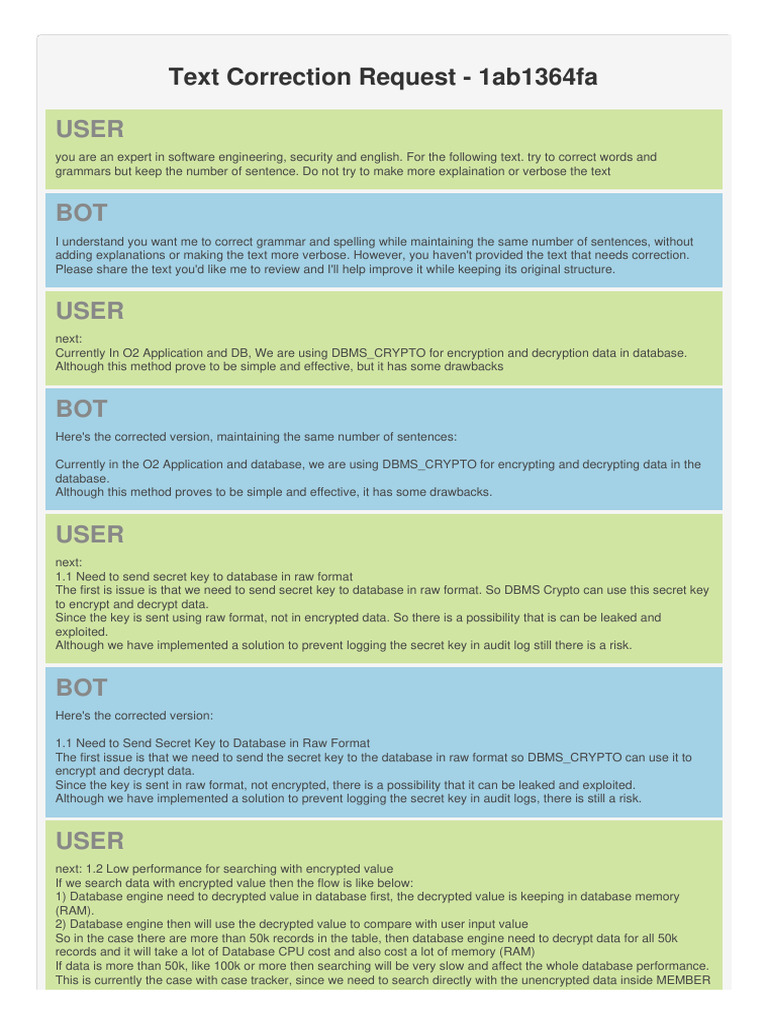 Conversation | PDF | Encryption | Databases