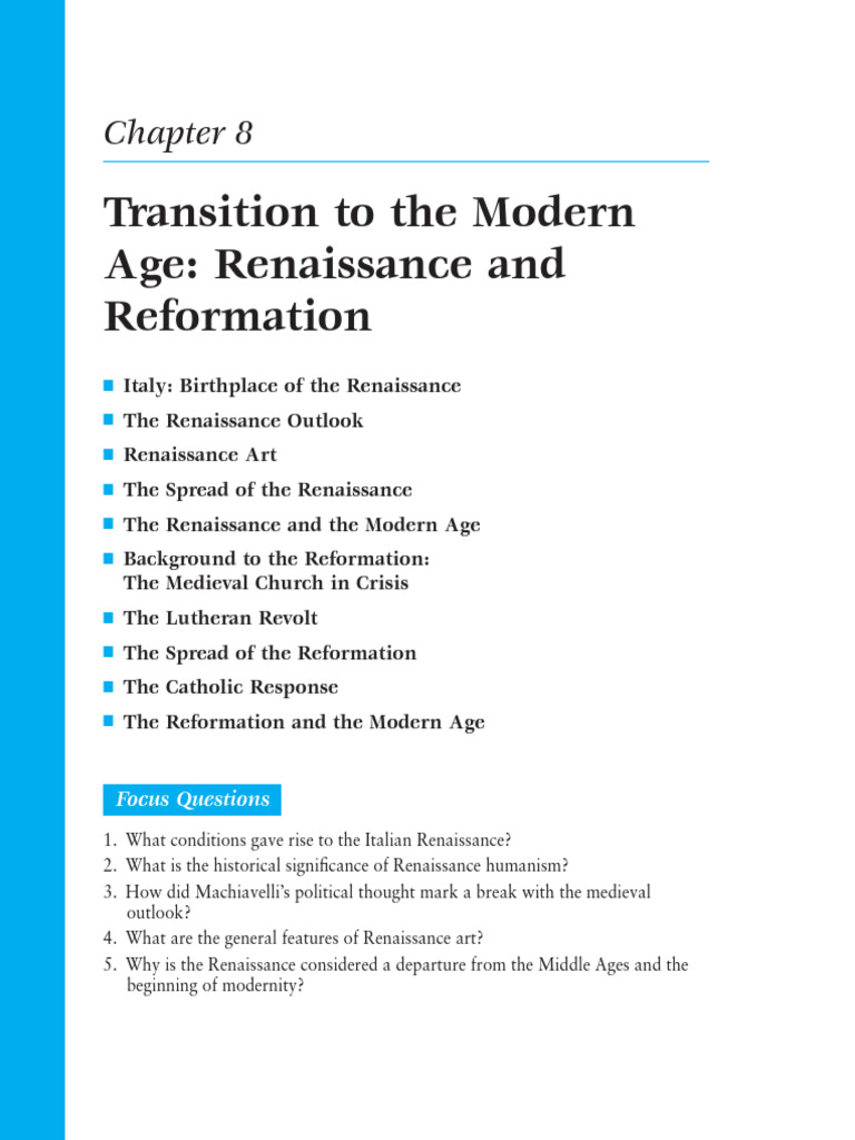 Transition To The Modern Age: Renaissance and Reformation: Focus ...