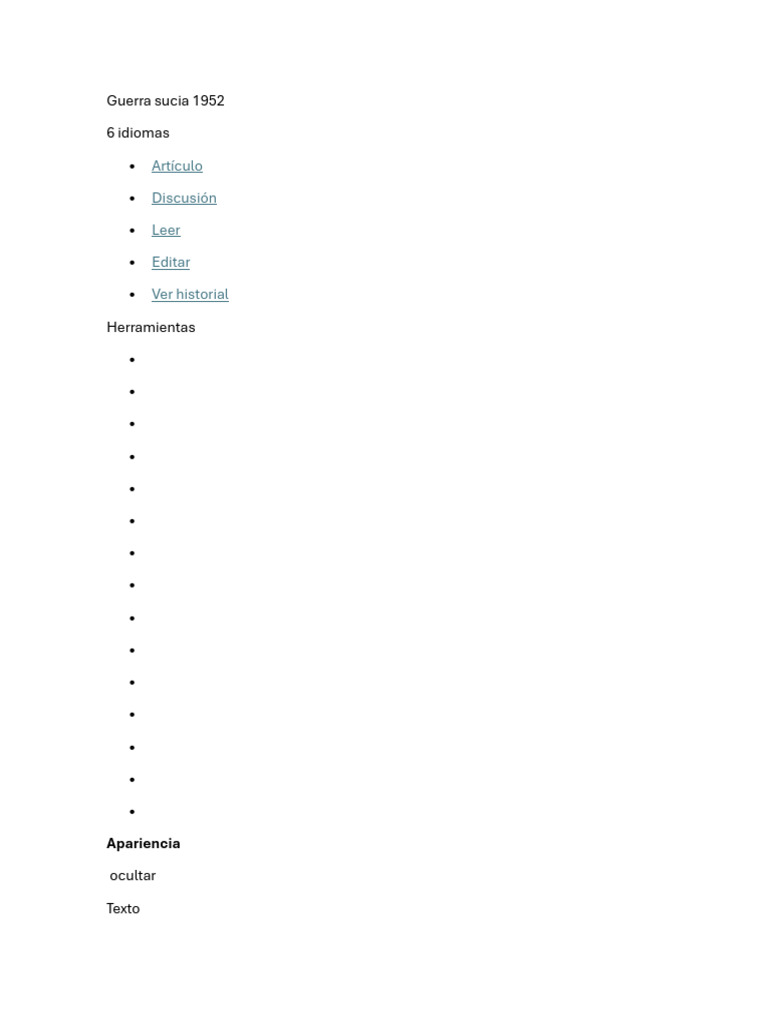 Guerra Sucia 1952 | PDF | Militar | Conflictos