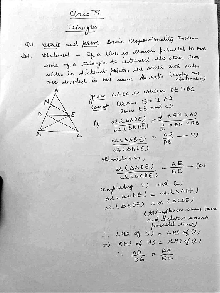 Class X Triangles - 1 | PDF