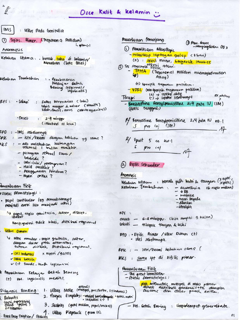 Catatan Osce Kulit Dan Kelamin (Koas 2021) | PDF