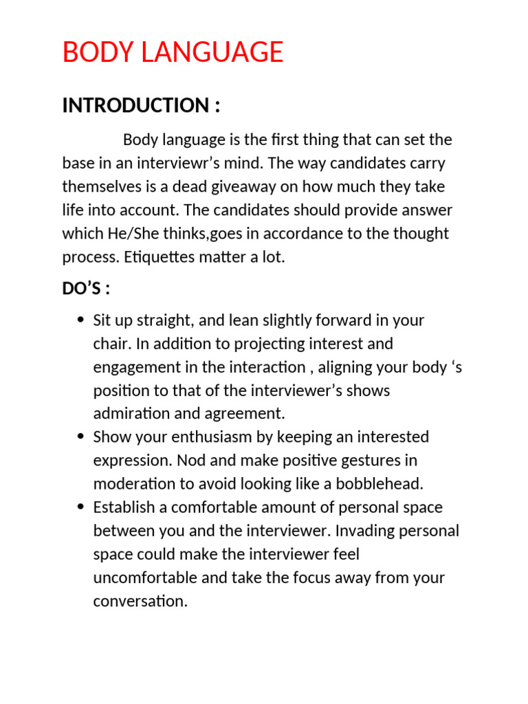 Body Language | PDF