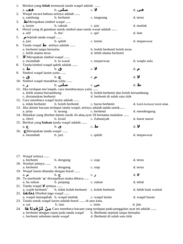 Panduan Simbol dan Arti Waqaf | PDF