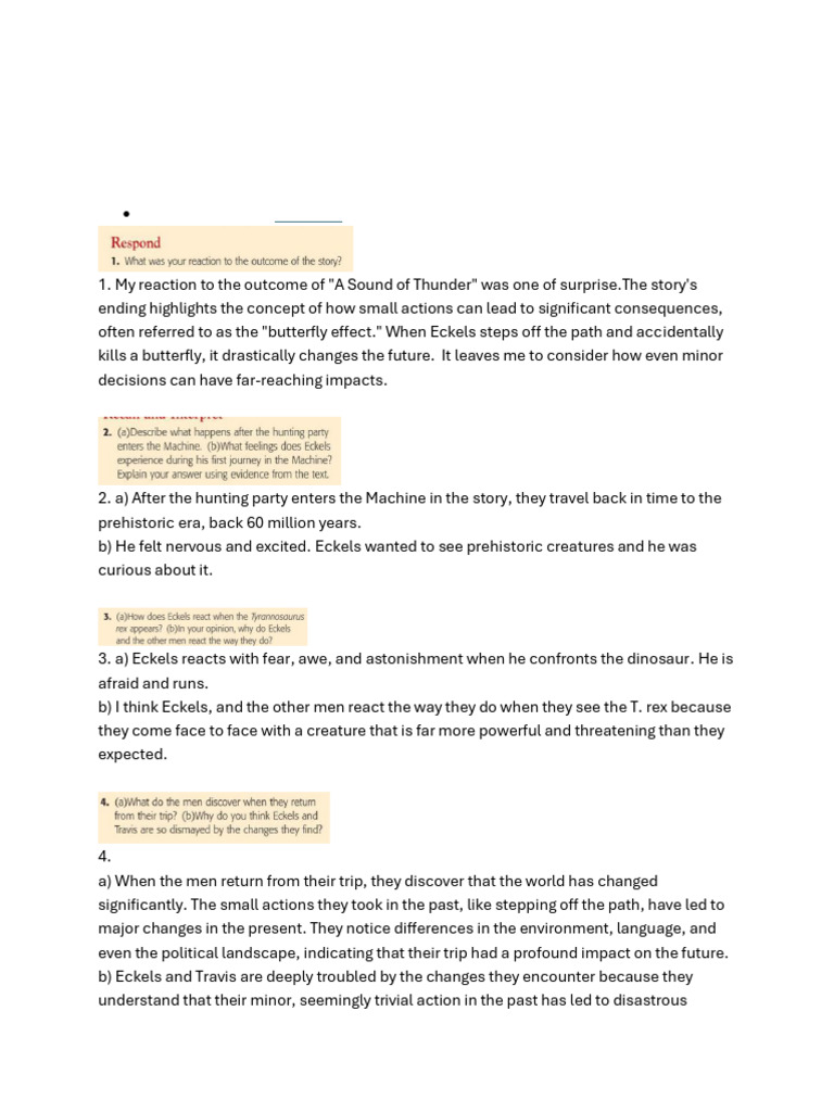 Lesson 1 - A Sound of Thunder | PDF | Social Science | Philosophy