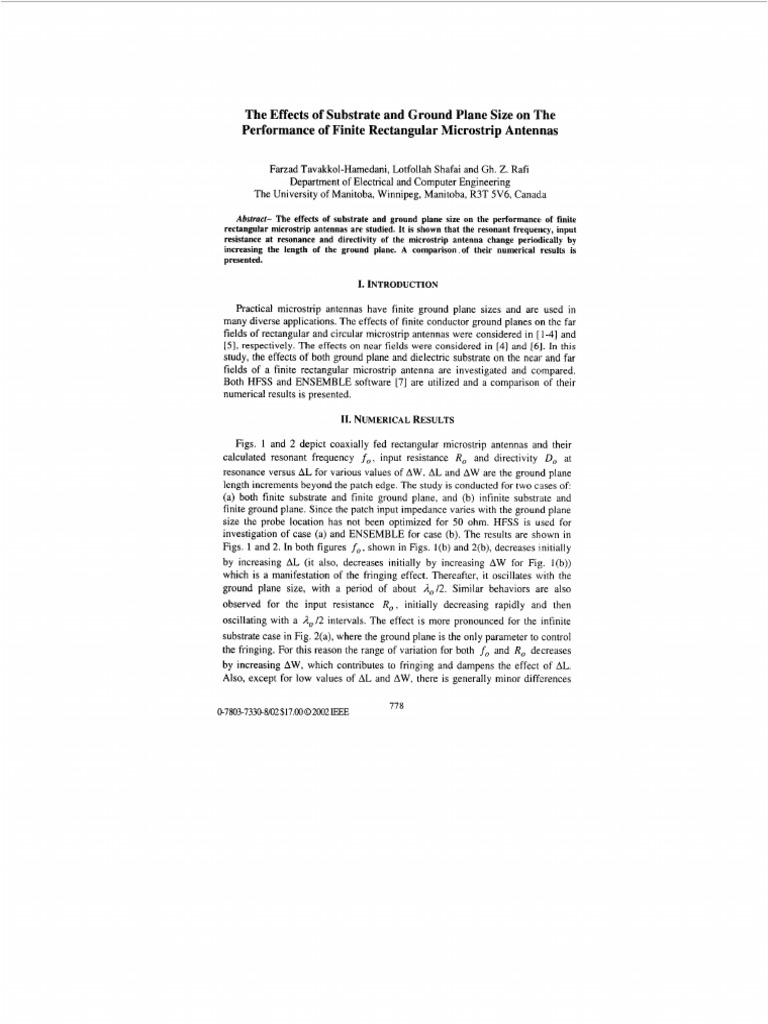 The Effects of Substrate and Ground Plane Size On The Performance of ...
