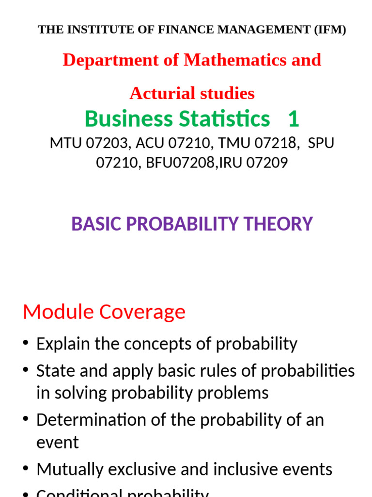Basic Probability Theory 2024 | PDF | Probability | Science