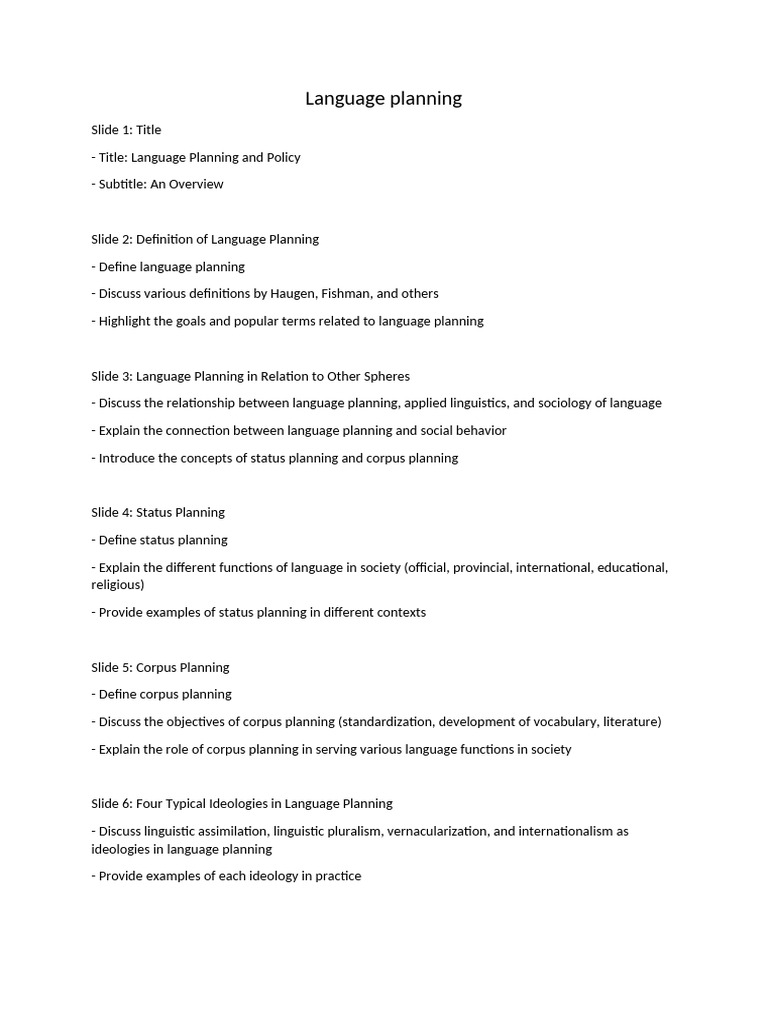 Language Planning | PDF | Language Arts & Discipline