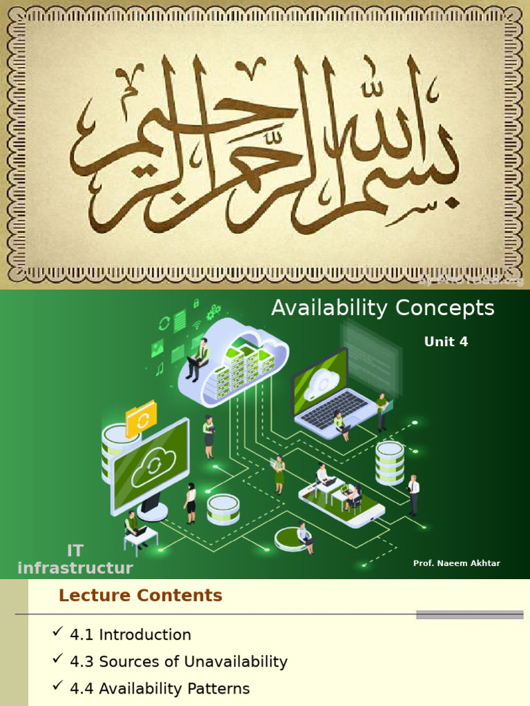 Unit 4 - Availability Concepts | PDF | Disaster Recovery | Information Technology Management