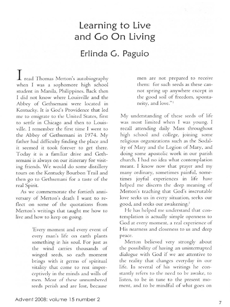 Paguio, Merton Learning To Live | PDF