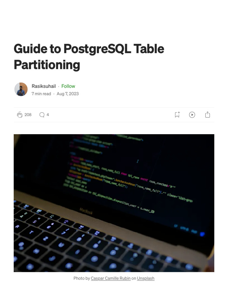 Guide To PostgreSQL Table Partitioning - by Rasiksuhail - Medium | PDF | Database Index ...