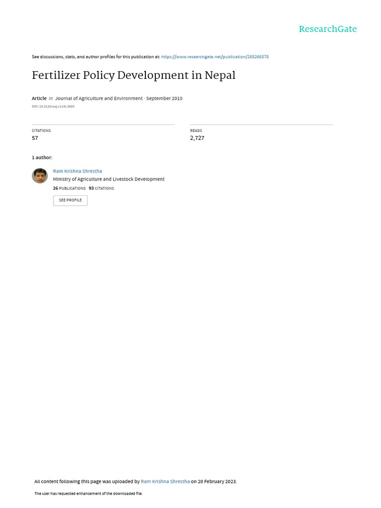 Fertilizer Policy Development in Nepal | PDF | Subsidy | Fertilizer