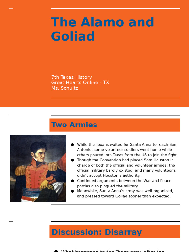 The Alamo and Goliad (Week 12, Wednesday) | PDF | Battle Of The Alamo ...
