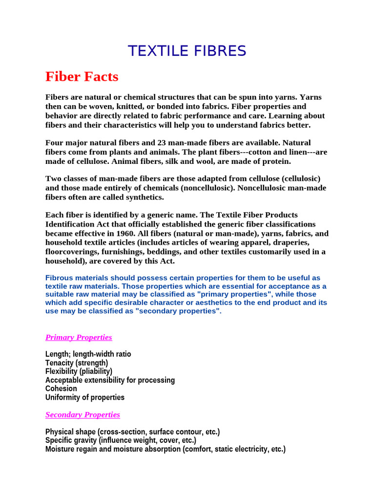 Textile Fibres | PDF | Textiles | Fibers