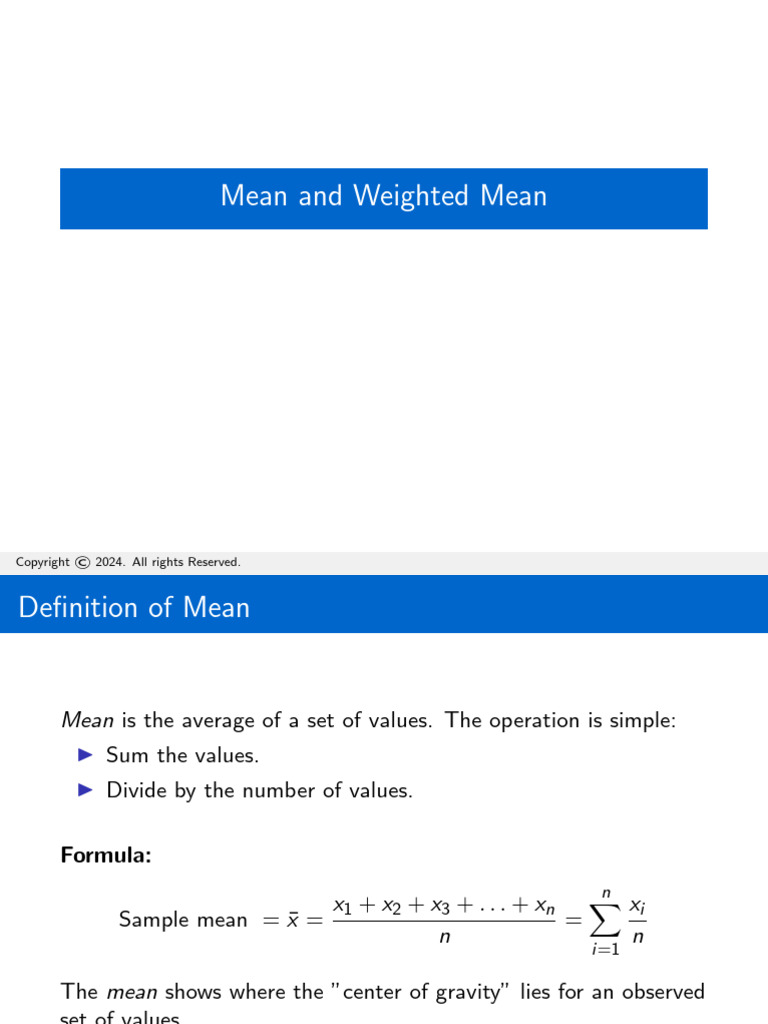 Meanandweightedmean 241115135715 2c49d1f5 | PDF | Mean | Weighted ...