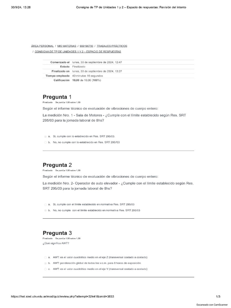 Consigna de TP de Unidades 1 y 2 - Espacio de Respuestas - Revisión Del Intento | PDF