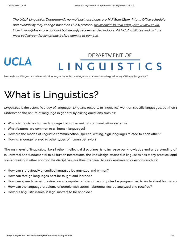 UCLA Linguistics Overview | PDF | Linguistics | Phonology