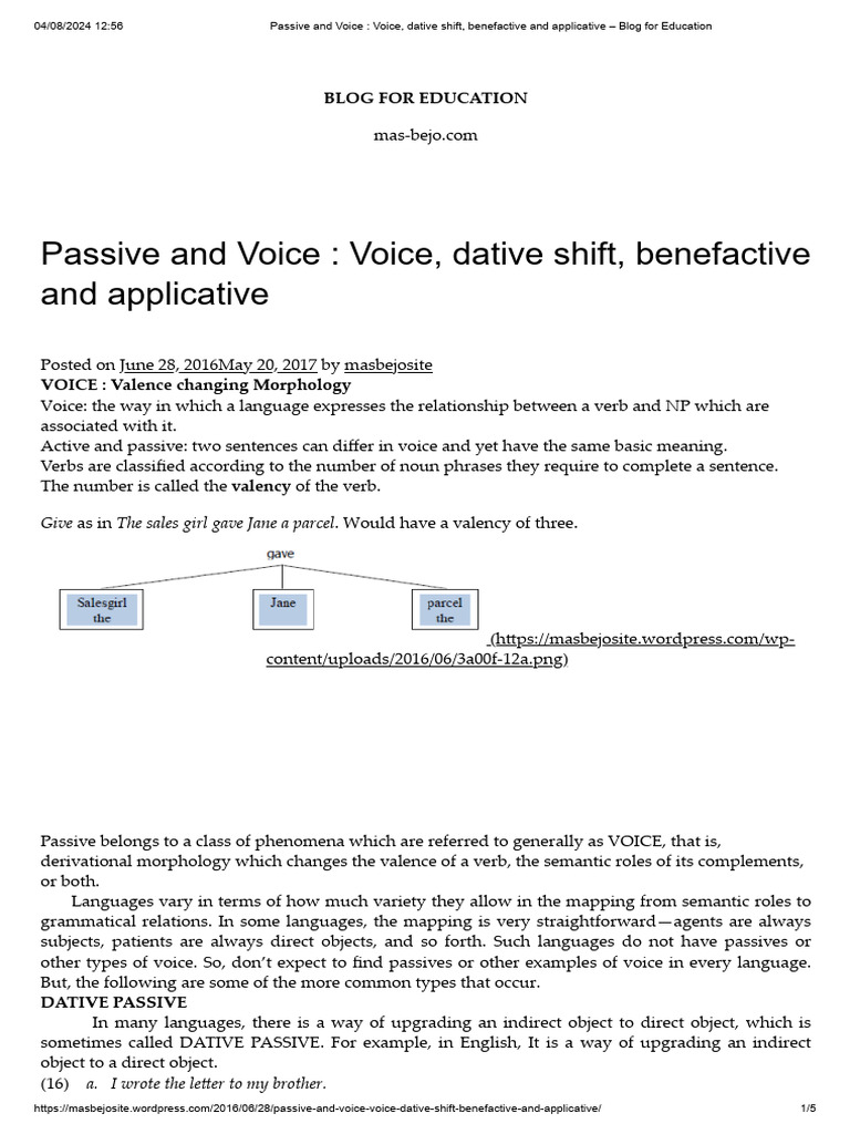 Passive and Voice - Voice, Dative Shift, Benefactive and Applicative ...