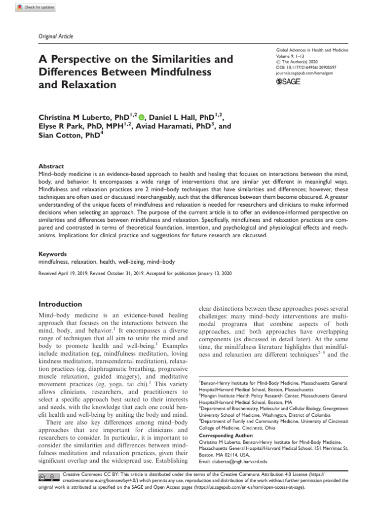 Mindfulness vs. Relaxation: Key Differences | PDF | Mindfulness ...