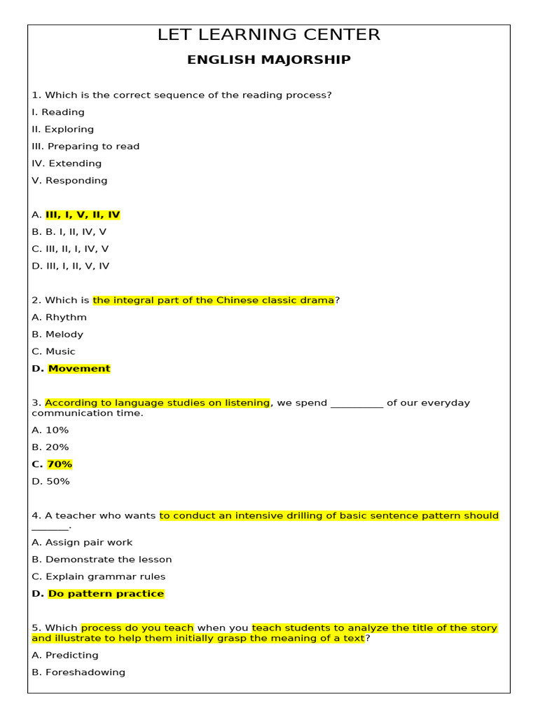 English Majorsh-Wps Office | PDF | Educational Assessment | English ...