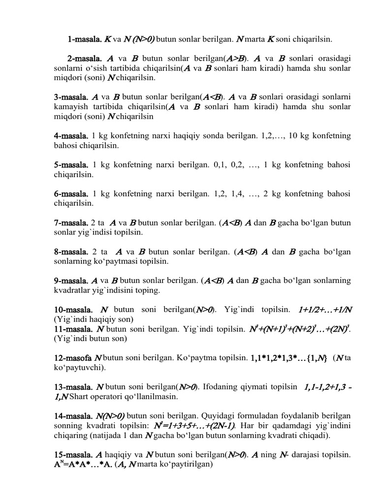 2-Labaratoriya Takrorlanuvchi Algoritmlar | PDF