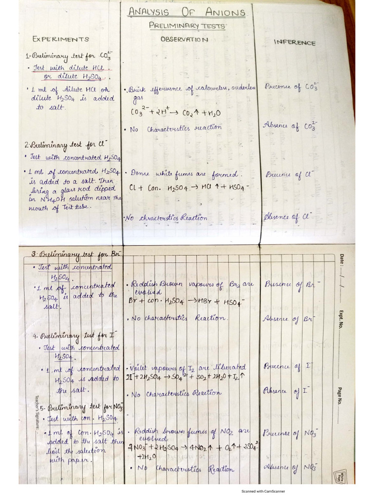Analysis of Anions | PDF