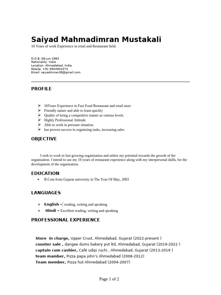 Resume Saiyad Imran | PDF