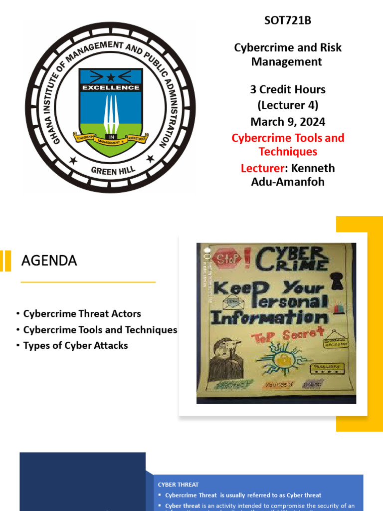 SOT721B - 2024 Cybercrime & Risk Mgt-Lecture 4 - Cybercrime Tools and ...
