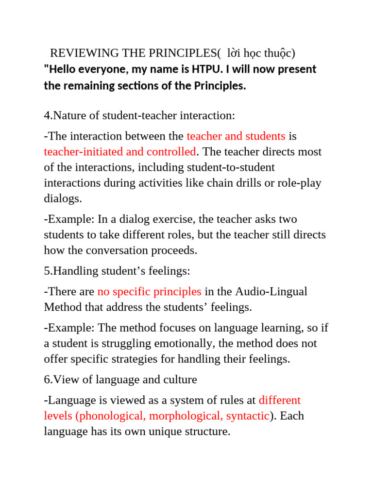 Reviewing The Principles | PDF | Second Language | Conversation