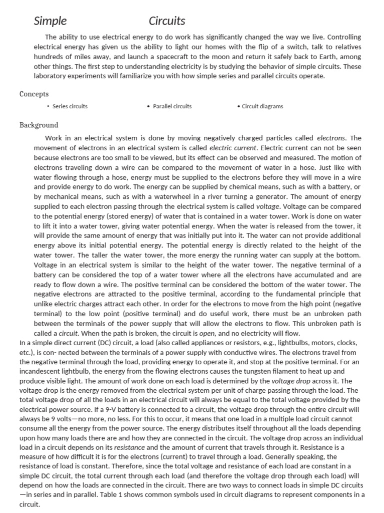 Understanding Simple Circuits: Series & Parallel | PDF | Series And Parallel Circuits | Voltage