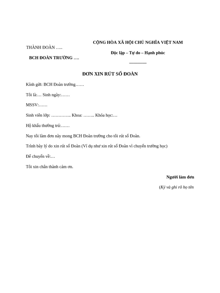 Mau Don Xin Rut So Doan | PDF