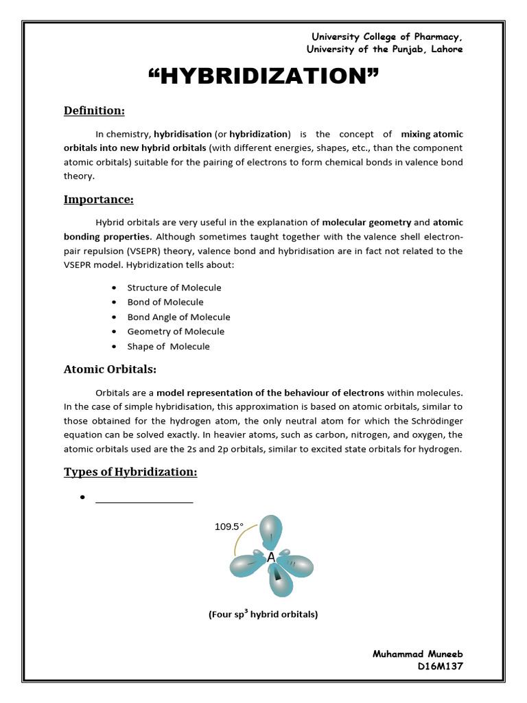 Hybridization | PDF | Chemical Bond | Molecular Orbital