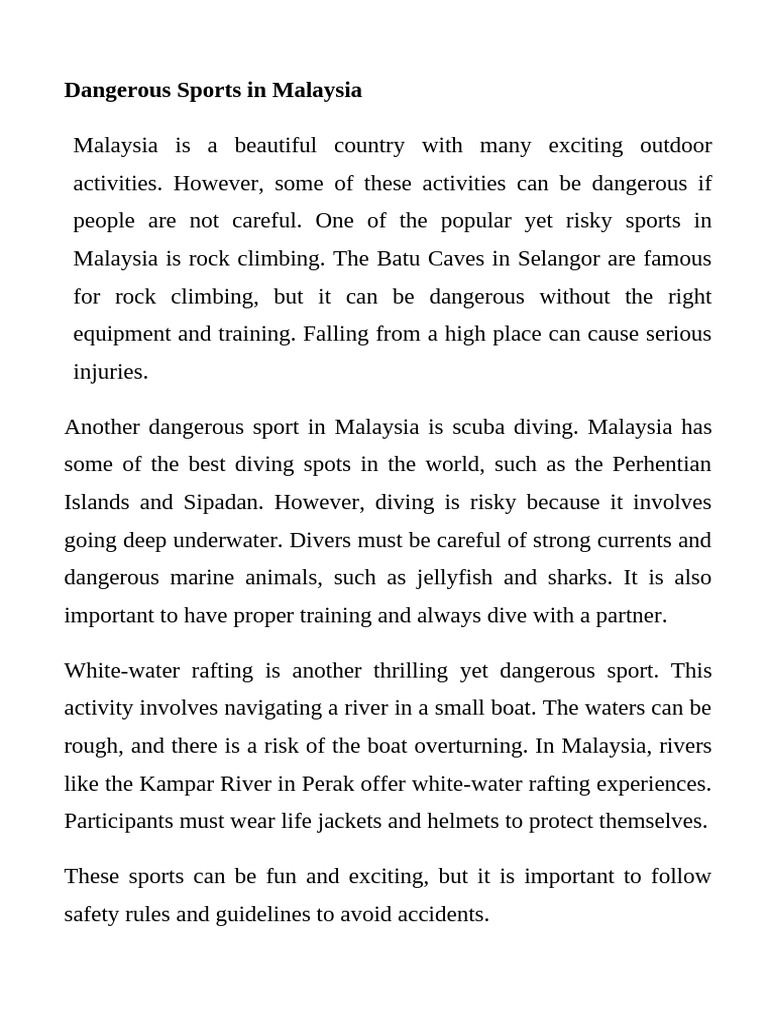 Extreme Sports Risks in Malaysia | PDF | Underwater Diving | Scuba Diving