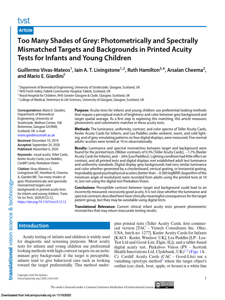 Published | PDF | Contrast (Vision) | Visual Acuity