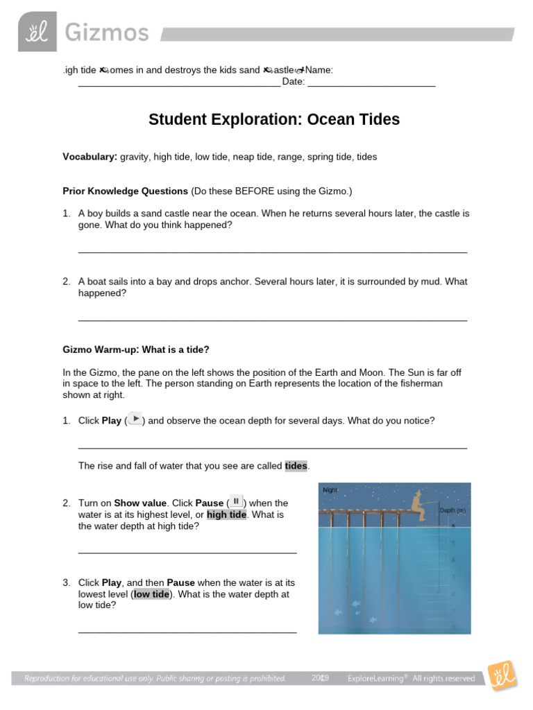 Student Exploration of Ocean Tides | PDF | Tide | Moon