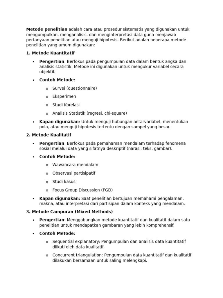 Metode Penelitian Adalah Cara Atau Prosedur Sistematis Yang Digunakan ...