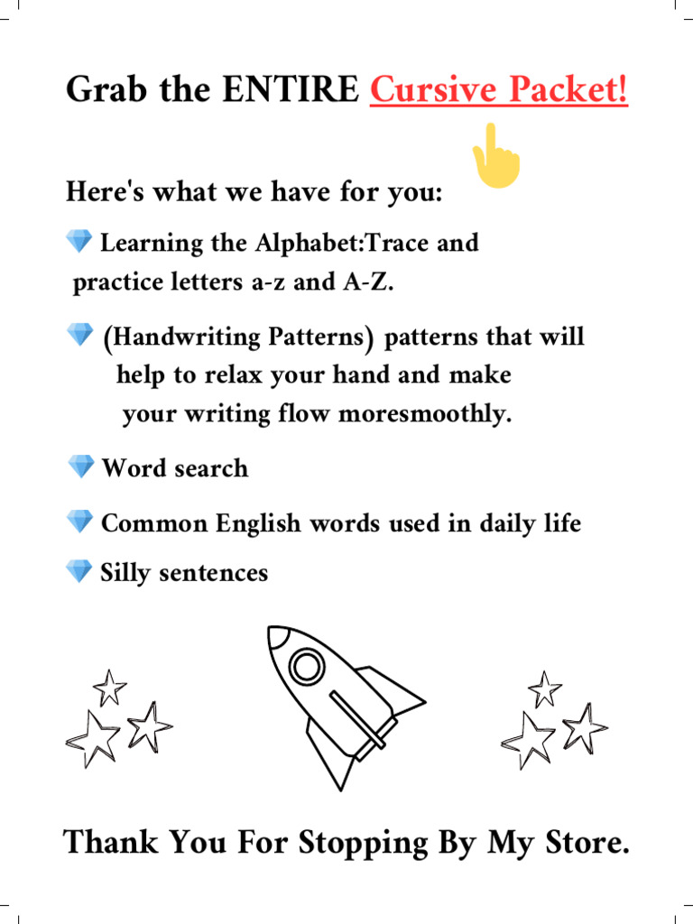 Grab The ENTIRE: Cursive Packet! | PDF | Writing | Word Puzzles