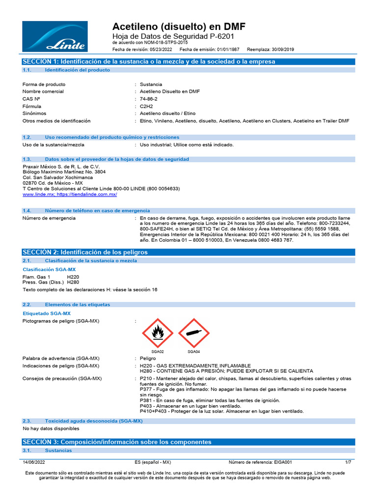 MSDS Acetileno | PDF | Agua | Soldadura