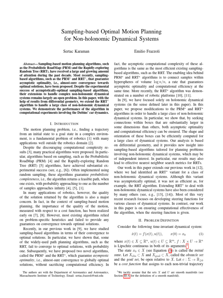 Sampling-Based Optimal Motion Planning | PDF | Manifold | Topology