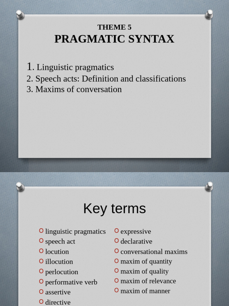 2024 - Syntax - Theme 5 - Pragmatic Syntax | PDF | Communication | Cognitive Science