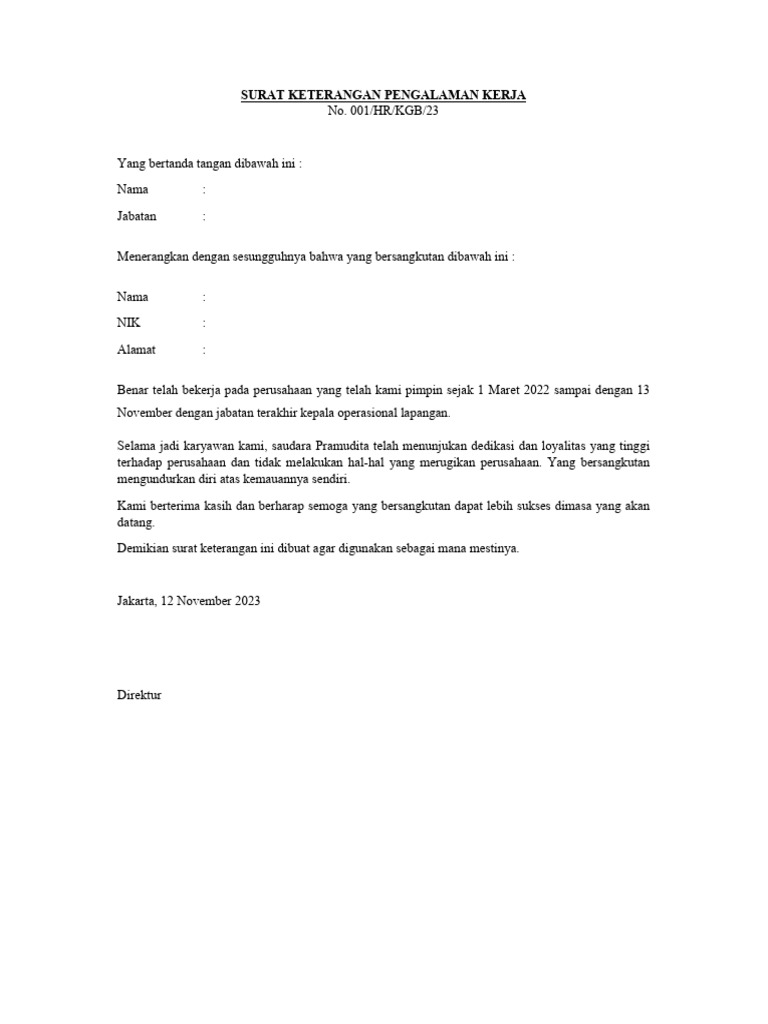 Surat Paklaring Kerja | PDF | Hukum