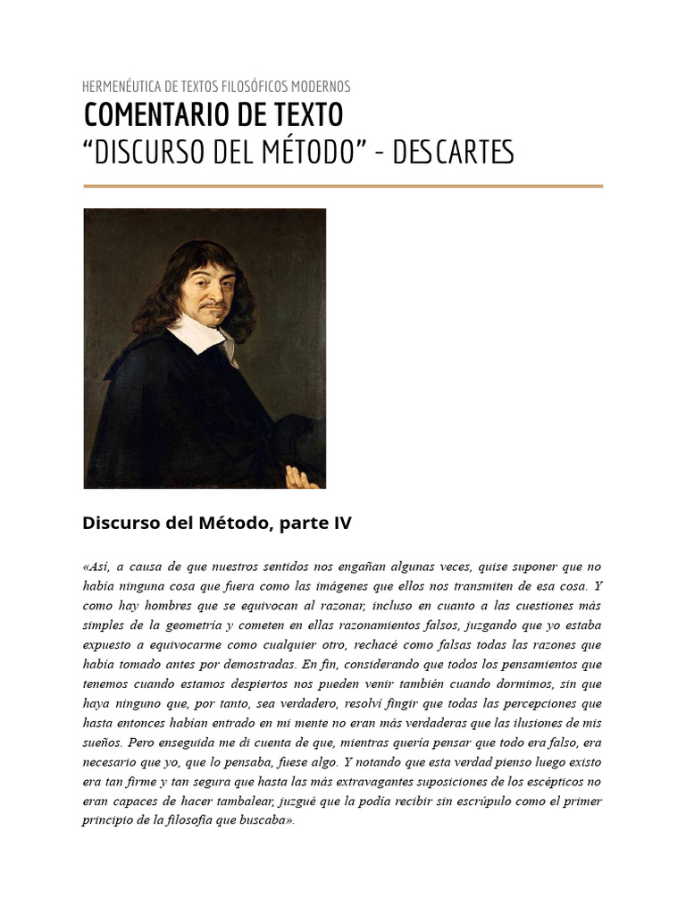 Análisis del Discurso del Método de Descartes | PDF | René Descartes ...