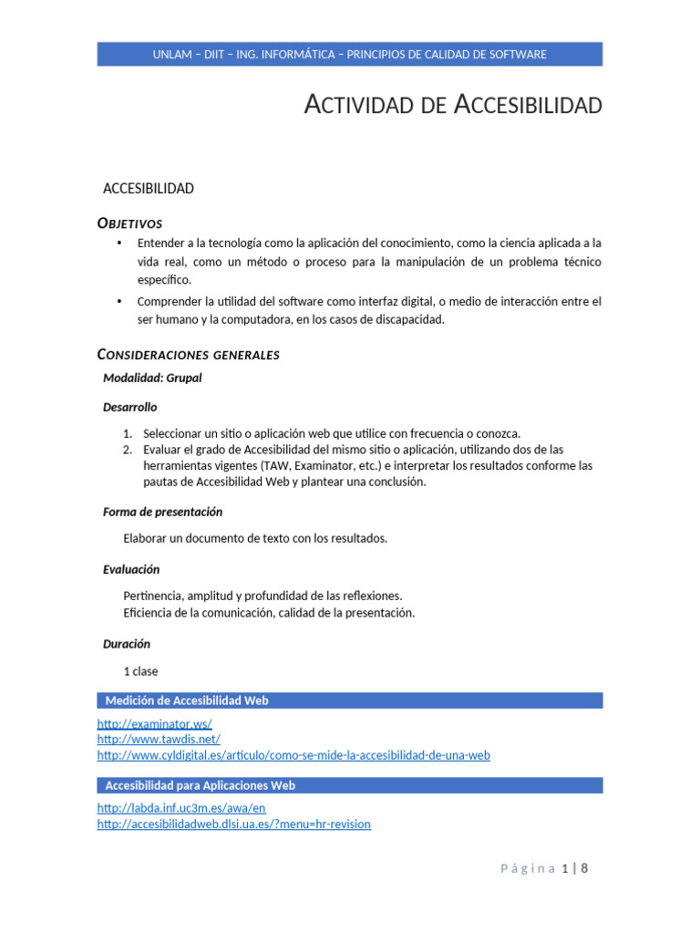 Actividad Accesibilidad | PDF | Red mundial | Internet y web