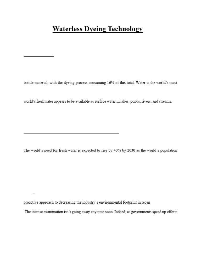 Waterless Dyeing Innovations | PDF | Textiles | Dyeing