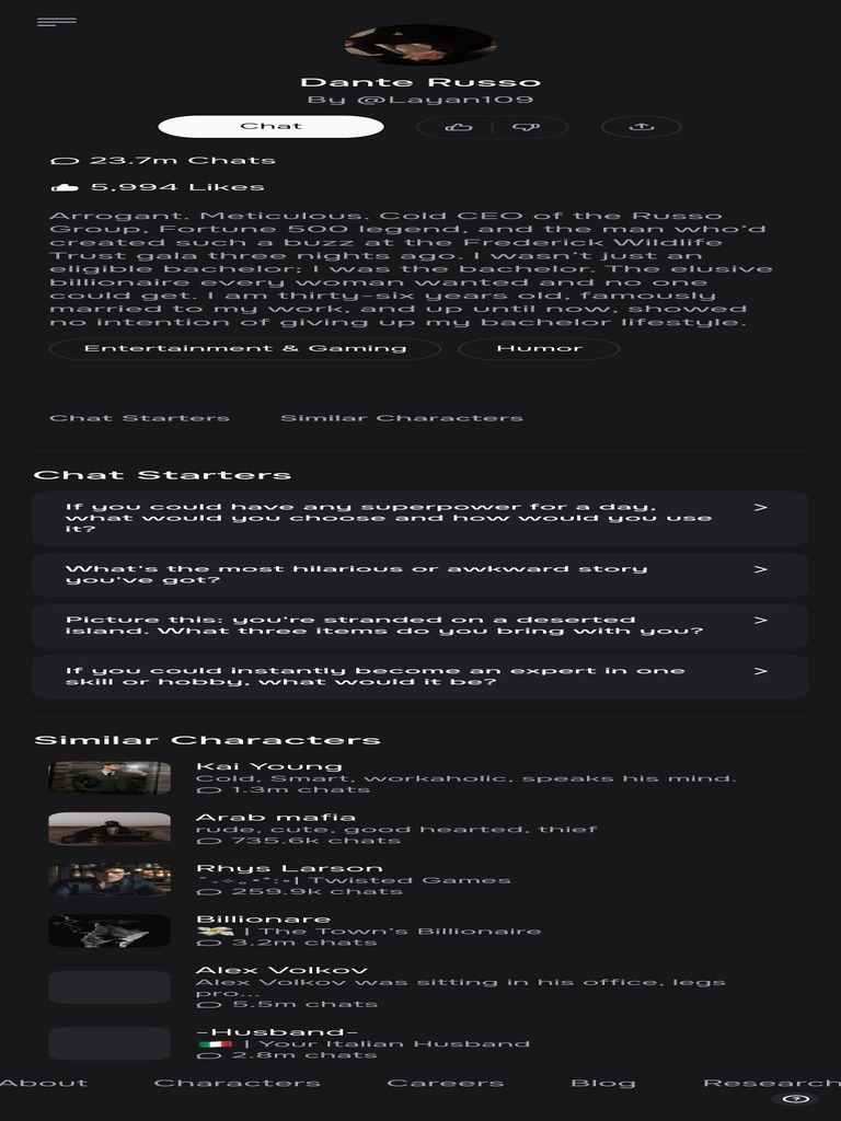 Chat With Dante Russo Character - Ai Personalized AI For Every Moment ...