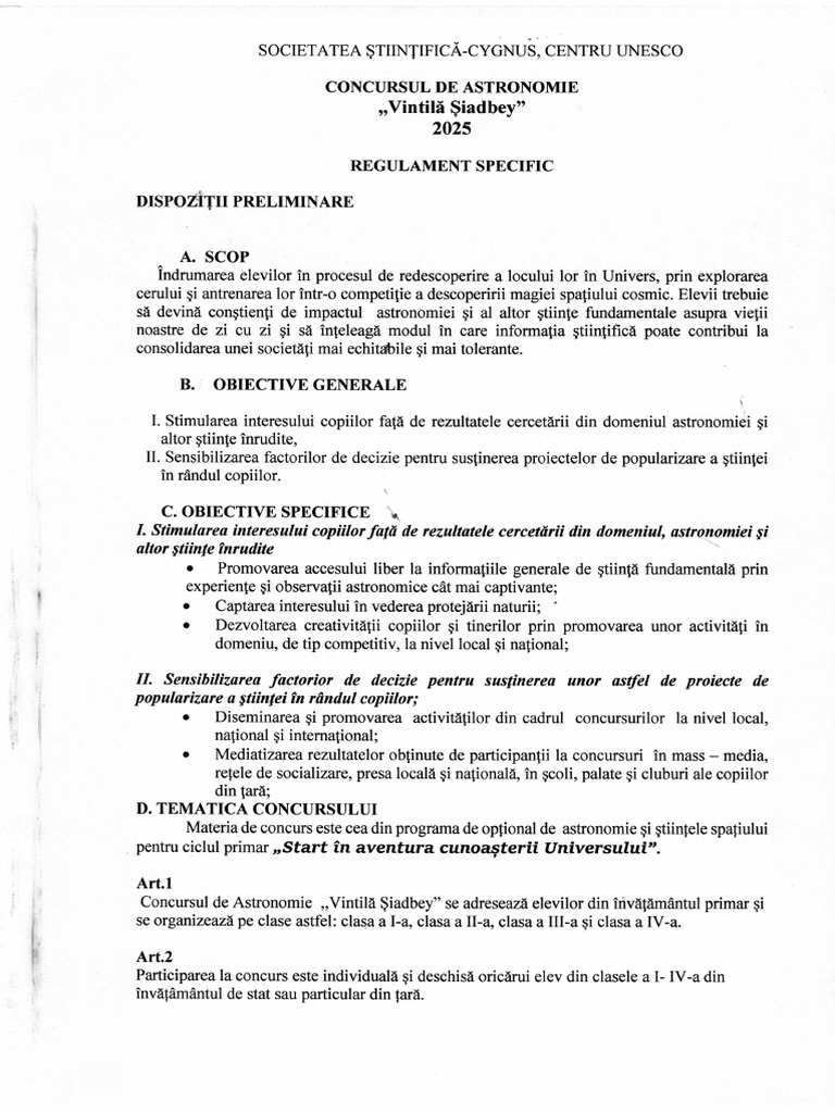 Anexa - 3 - Regulament Specific Concurs de Astronomie Vintila Siadbey Invatamant Primar 06 ...