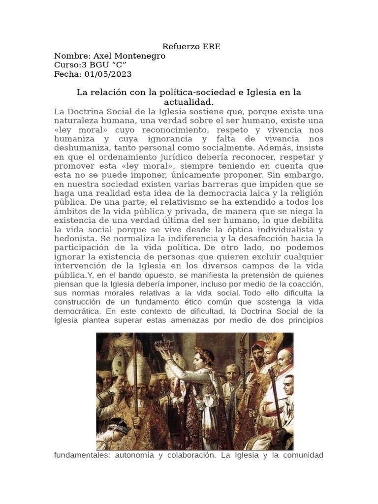 La Relación Con La Política-Sociedad e Iglesia en La Actualidad | PDF ...
